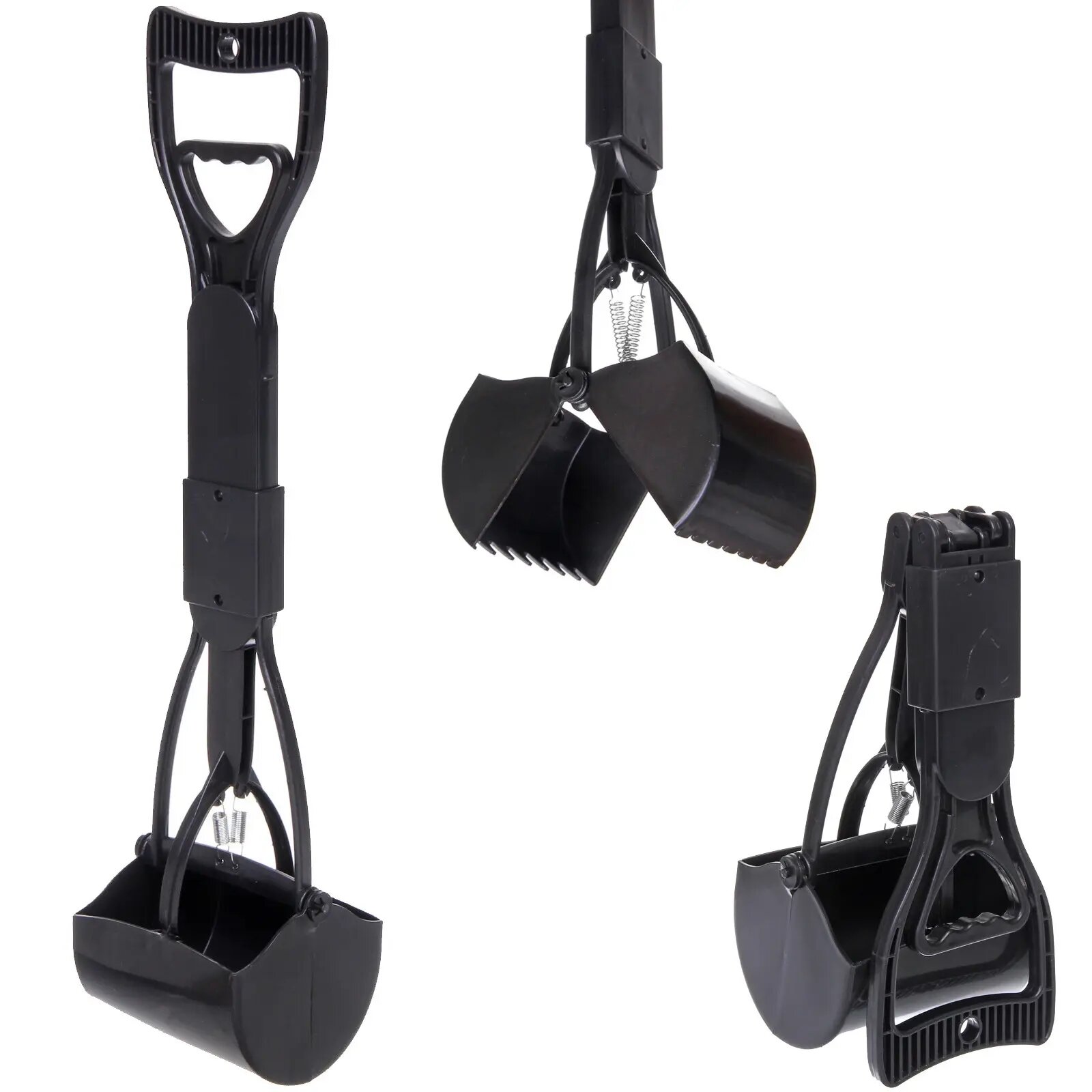 Совок для уборки за животными «Безконтактный», черный, 60х30х13.5 см, пластик, удобно просеивает наполнитель