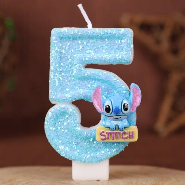 Синяя цифровая свеча с цифрами 0-9 в стиле аниме «Лило и Стич», кавайный ангелочек «Стежок», детские тематические свечи для вечеринок, подарки для детей,