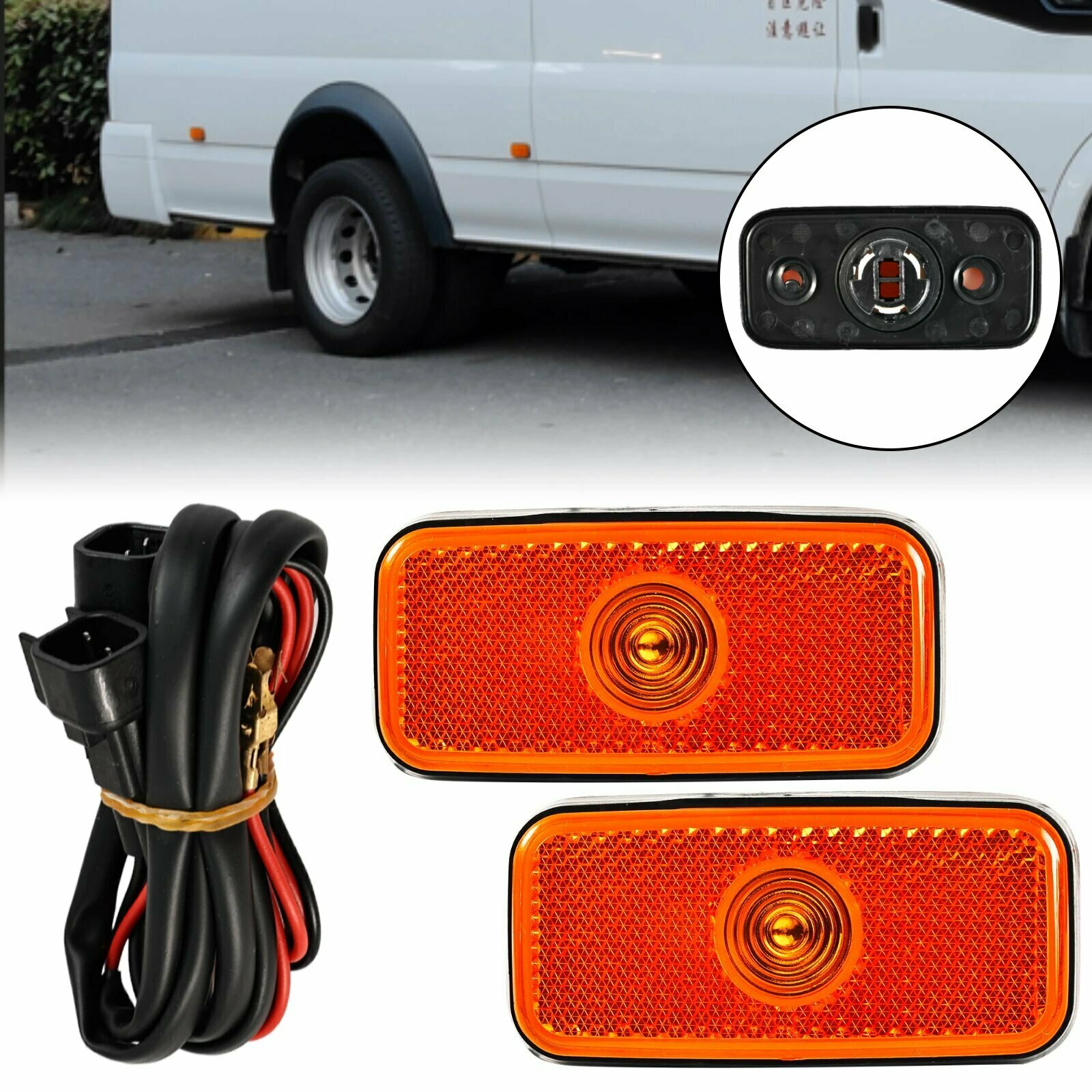 2 шт. для FORD TRANSIT MK6 2006-2013 MK7 2000-2006 Янтарный боковой габаритный фонарь без лампочек VYC155034AC 1671689