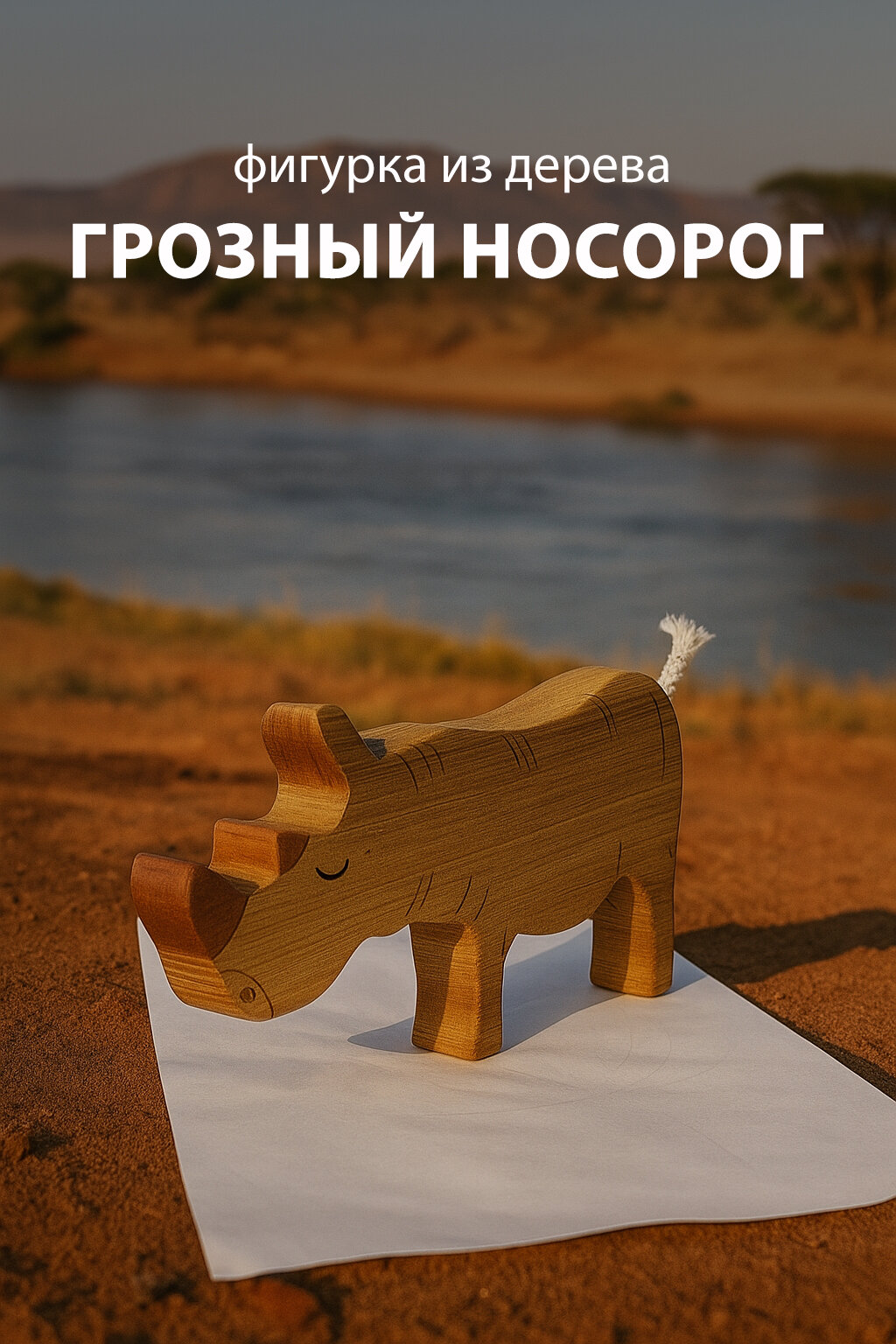 Коллекционная фигурка из дерева ручной работы Грозный Носорог