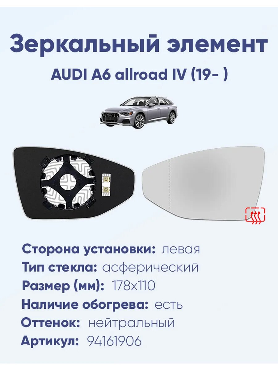 Зеркальный элемент левый AUDI A6 allroad IV (19- )A94161906