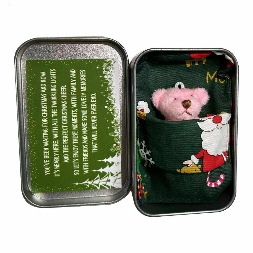 Плюшевый мишка в жестяной коробке, Розовый Медведь Зеленая Сумка