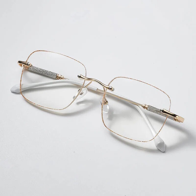 CCspace безрамочные очки для чтения прозрачные линзы +1.0 +2.0 +3.0 +4.0 Gold, +200
