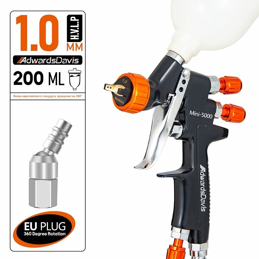 1,0 мм HVLP Мини-пневматический пистолет-распылитель для краски, автомобильной мебели, кожаный пистолет-распылитель
