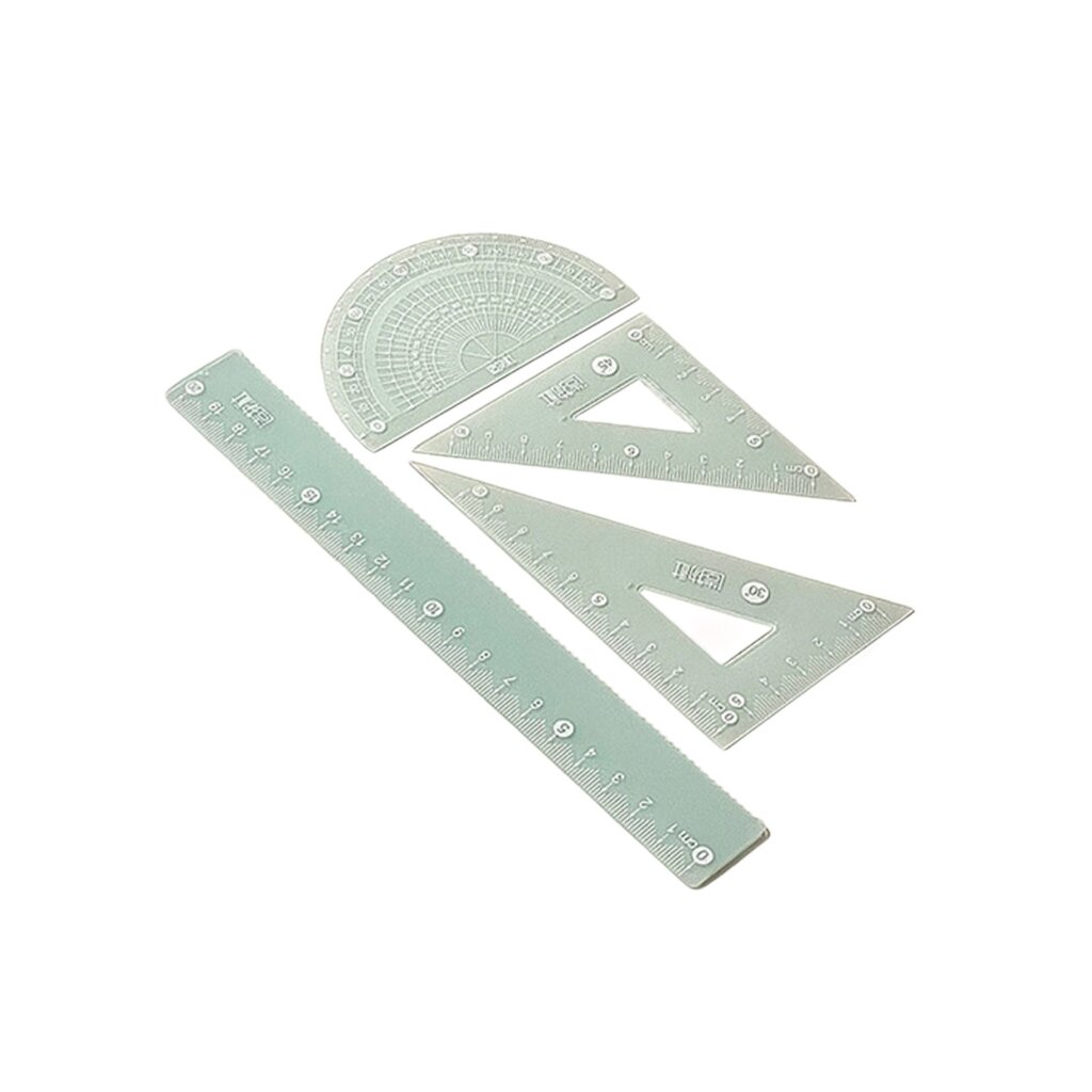Школьный набор инструментов для геометрии с пластиковой прямой линейкой, набор квадратных математических транспортиров