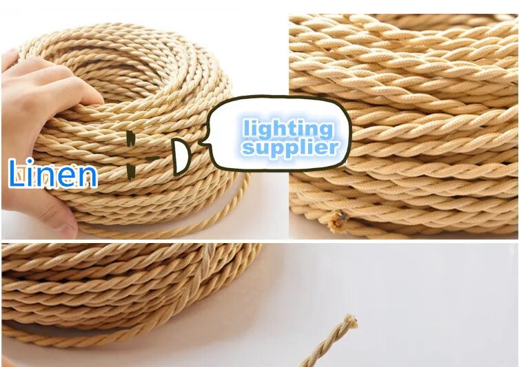 Винтажный текстильный кабель Эдисон 2*0,75 мм Linen, 10 м