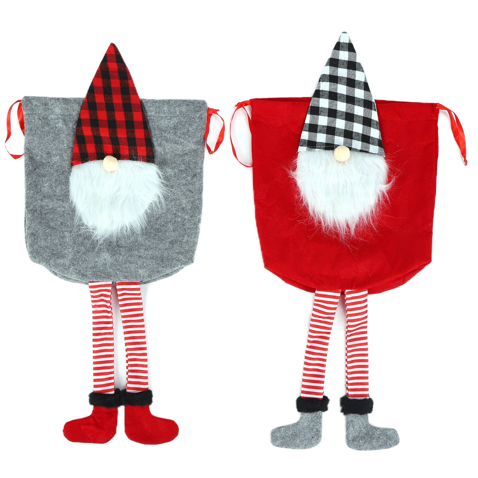 2 шт. Рождественские подарочные сумки-мешки на завязках, мягкие, для конфет и закусок, подарков.