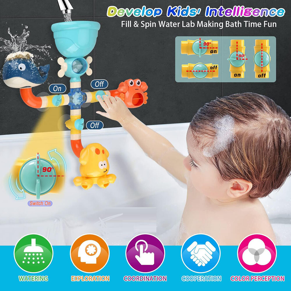 Игрушки для ванны для Малышей Игрушка для Ванны в возрасте 2-5 лет DIY Tubes Bath Time Water Toys