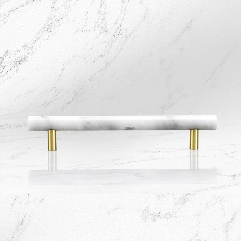 Ручки для шкафов Tbayce латунные мраморные white 200mm