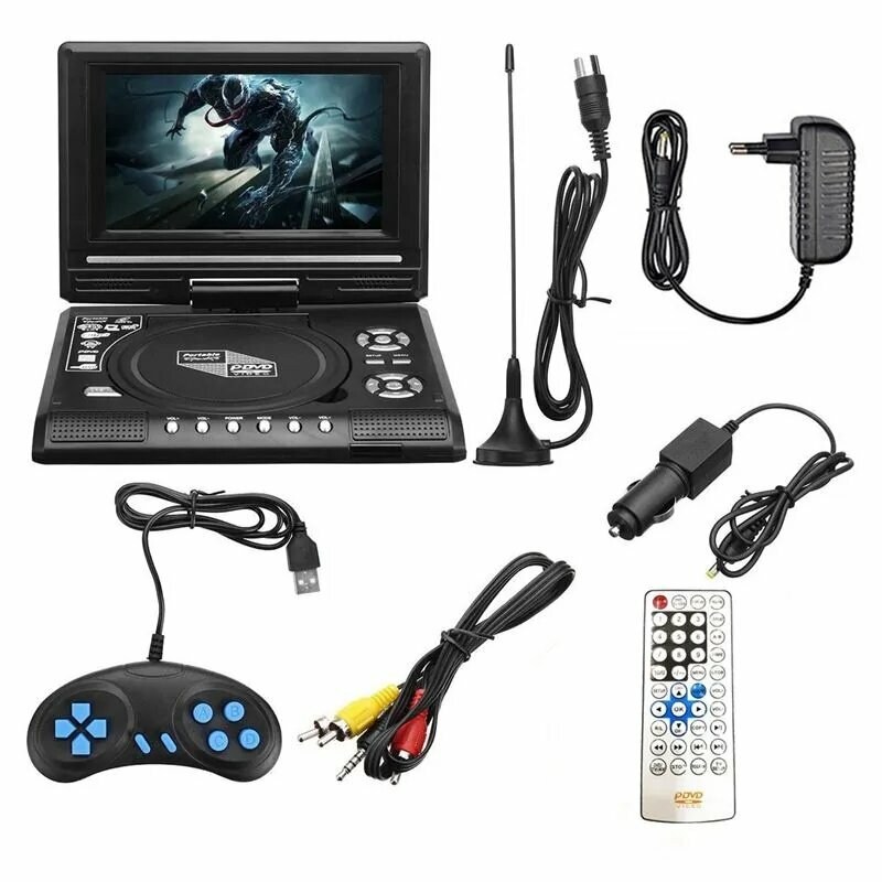 Портативный 7,8-дюймовый телевизор Домашний автомобильный DVD-плеер HD VCD CD MP3 EVD-плеер с TV / FM USB игровой функцией-EU Plug