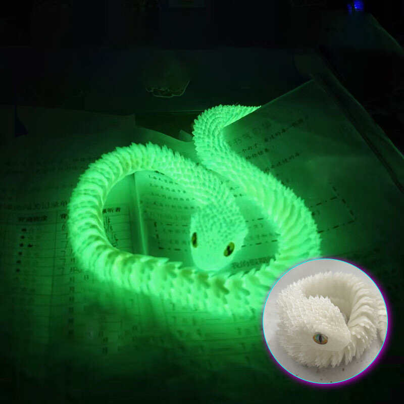 Напечатанная на 3d-принтере модель игрушки-змеи, 45cm, ночное зелёное