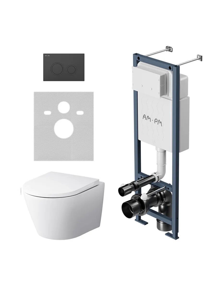 Инсталляция AM.PM CleanFit с подвесным унитазом AM. PM Suit и клавишей