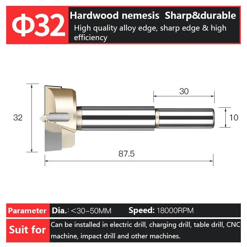 Tideway набор сверл Форстнера для дерева 3-50 мм 32mm