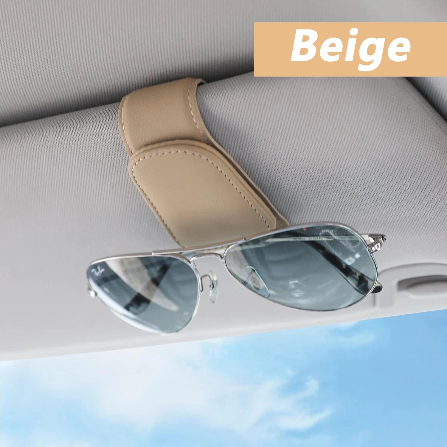 Держатель для очков в авто, бежевый, Beige-1 pc