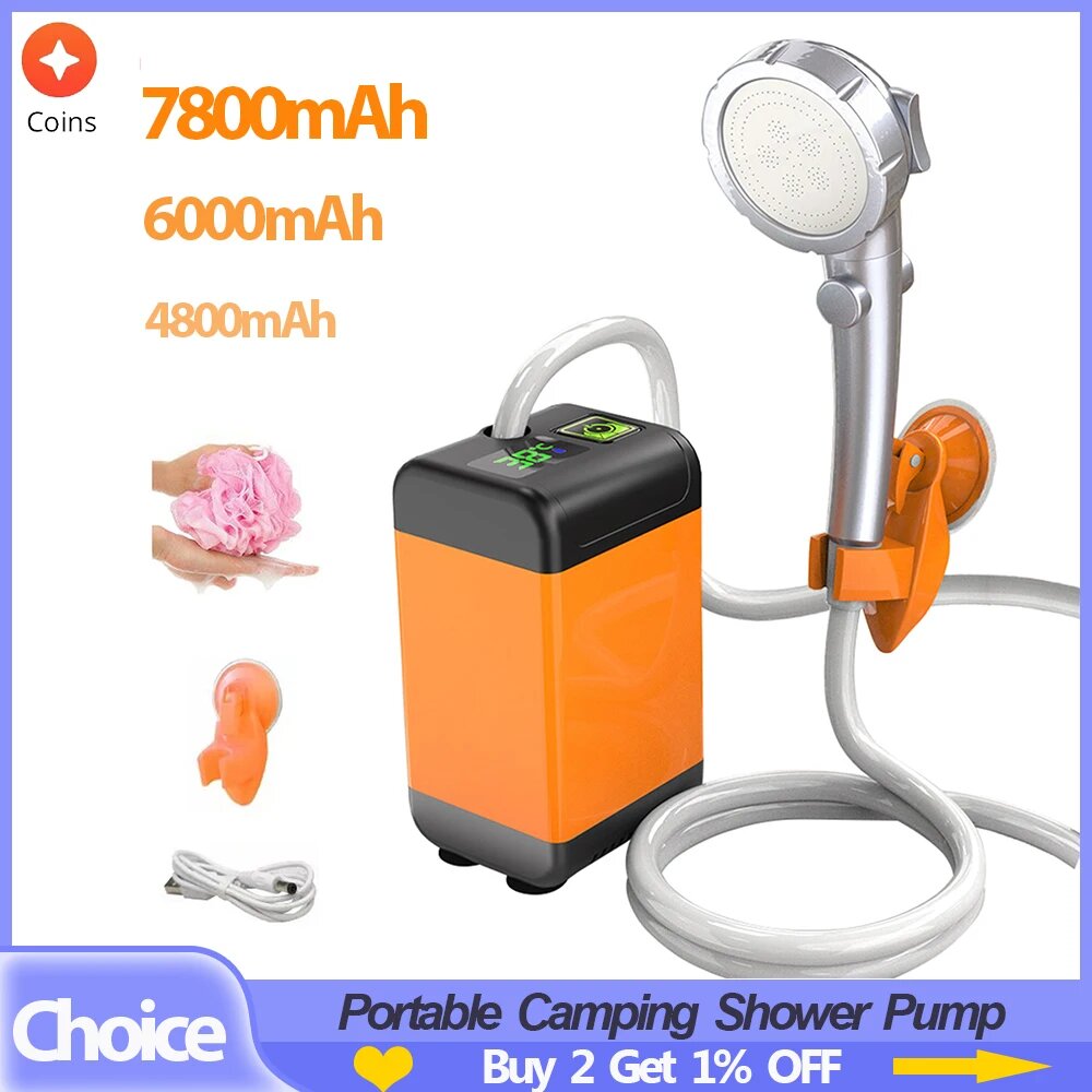 Портативный уличный душ TOMSHOO, 6000 mAh, без дисплея, оранжевый