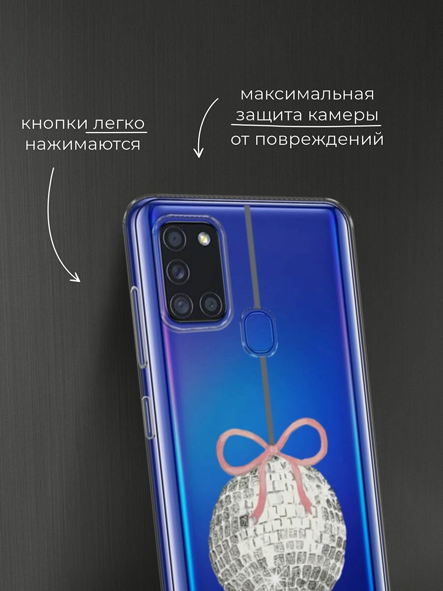 Чехол на Samsung Galaxy A21s / Самсунг Галакси A21s с принтом Новогодний диско шар, прозрачный — фото 1