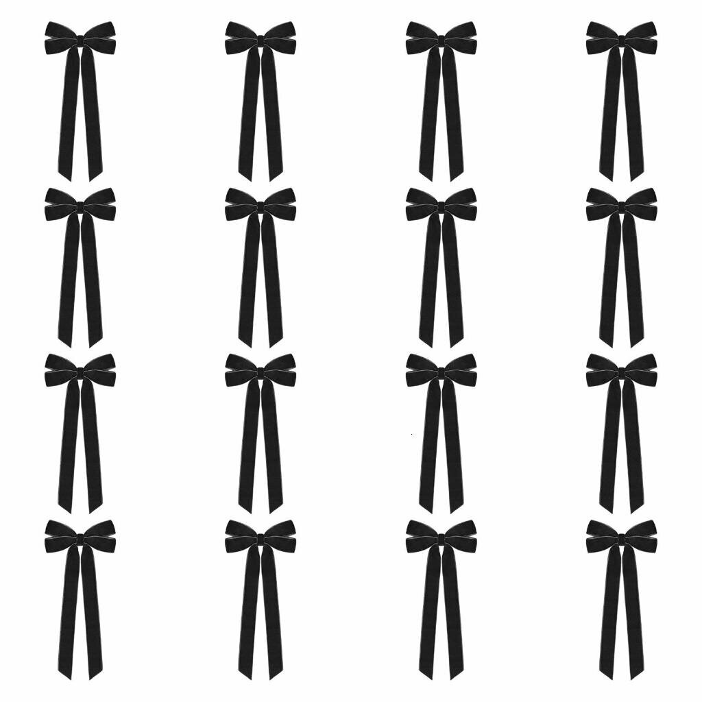 16 шт, бархатный бант Рождественская елка украшение дома комнаты день рождения свадебное праздничное украшение-черный
