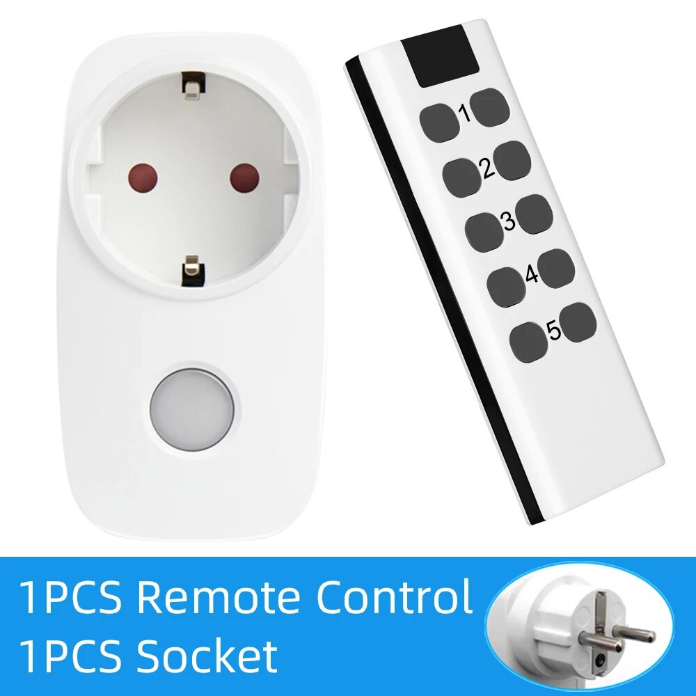 Умный выключатель розетки 433МГц 16А 220В 1 Remote 1 Socket