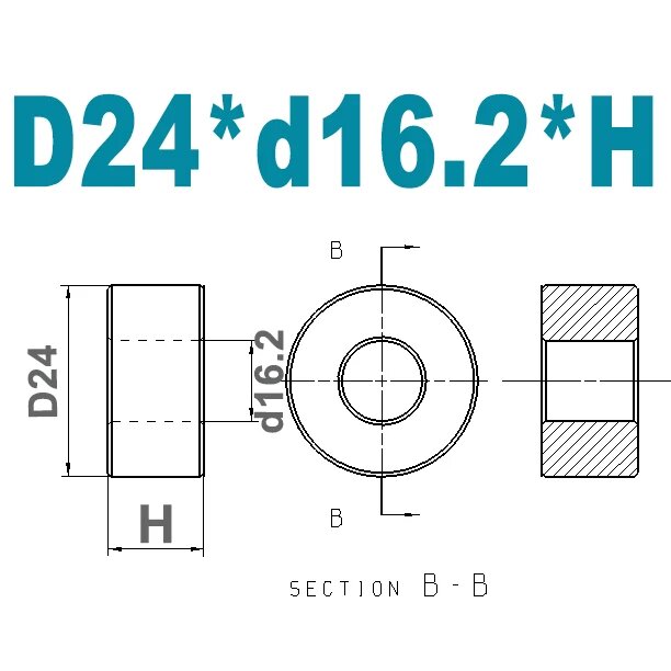 Проставные шайбы Angooter алюминиевые 24 мм D24xd16.2xH, H5(10pcs)