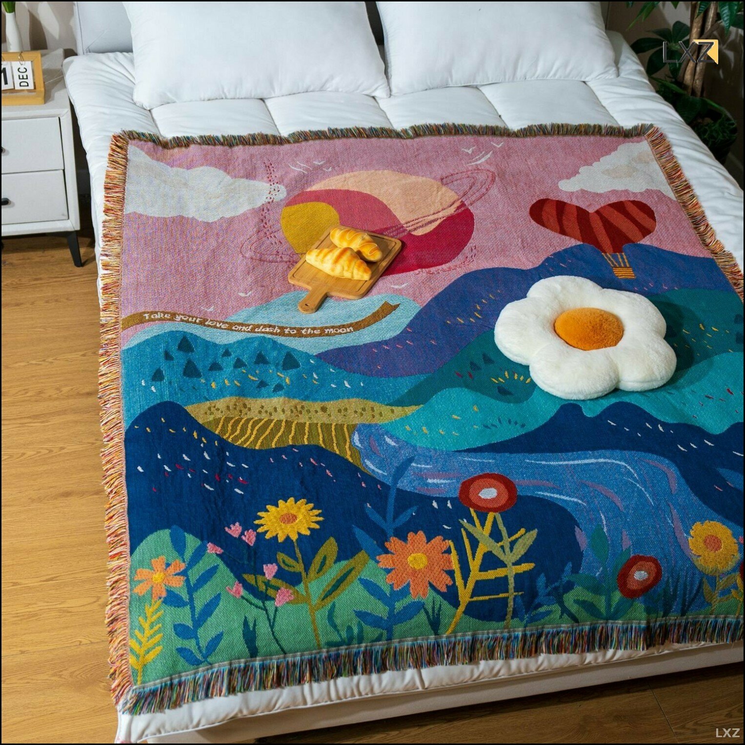 Эксклюзивное покрывало 130x160 см для односпальной кровати из хлопка с полиэстером в минимализме