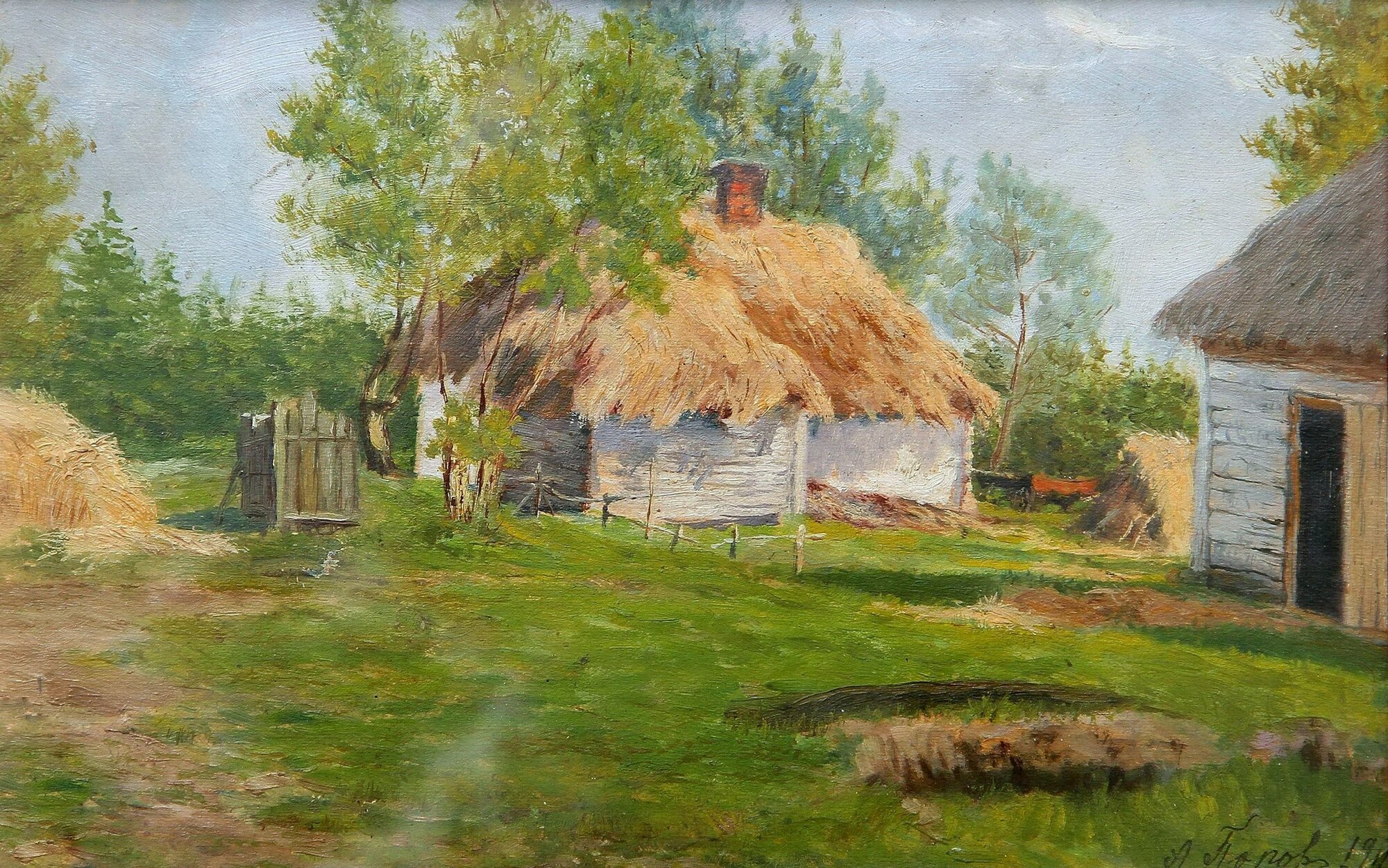 Картина Александра Попова Дворик 80х50 см