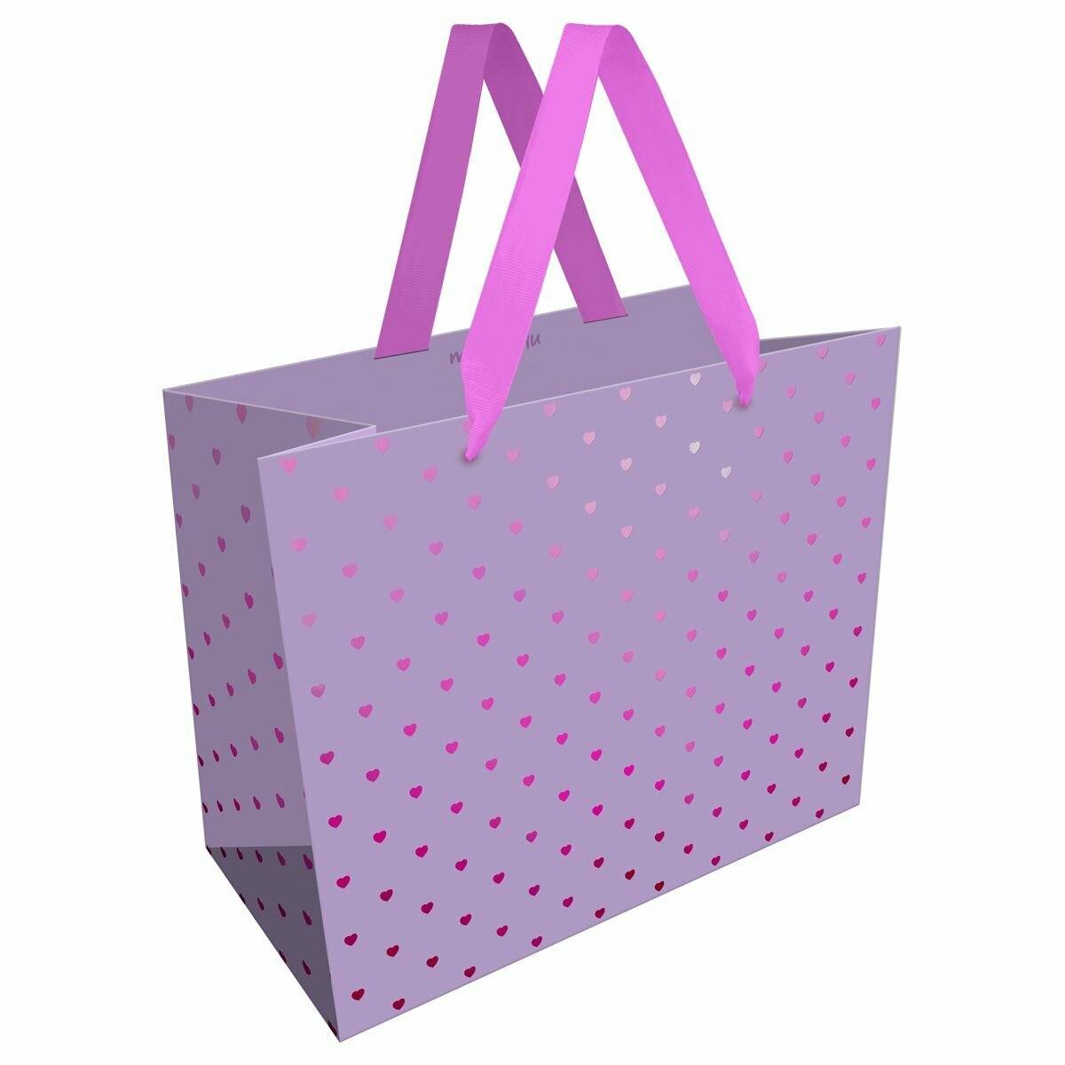 Пакет подарочный 32x26x12см MESHU "Hearts pattern", фольга, матовая ламинация (MS_66204)