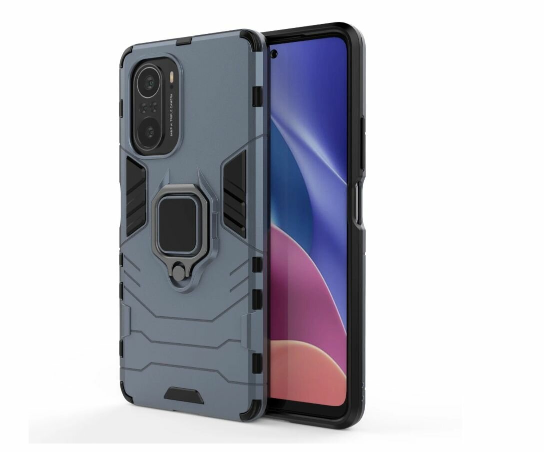 Чехол-бампер MyPads для Xiaomi Redmi K40 / Xiaomi Redmi K40 Pro / Xiaomi Poco F3 / Xiaomi Mi 11i противоударный, синий