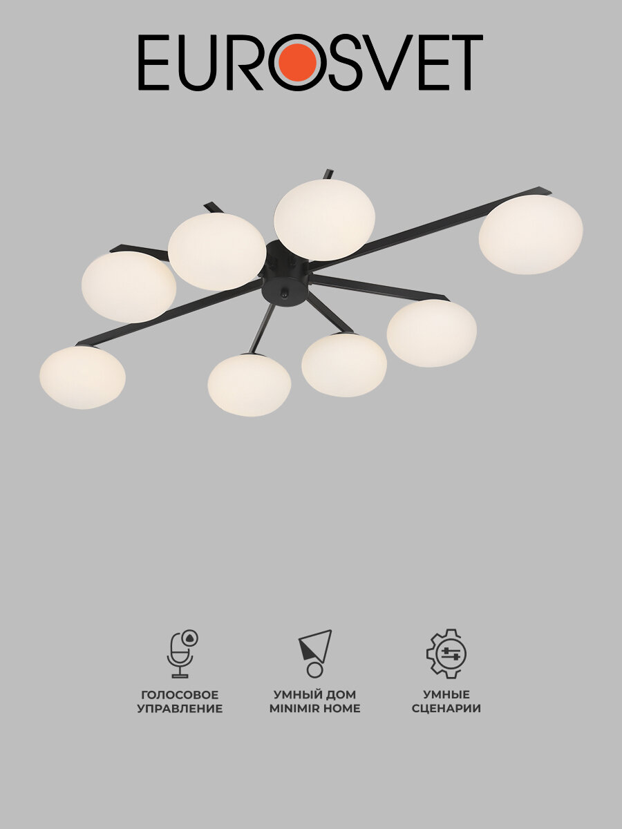 Умная люстра / Потолочный светильник с управлением по WI-FI Eurosvet Opaline 70220/8 Smart Умный дом, цвет черный, IP20