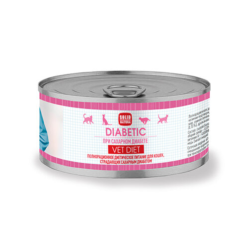 Для кошек ветеринарный влажный корм (консервы) солид натура (цена за упаковку) 100г х 12шт при сахарном Диабете