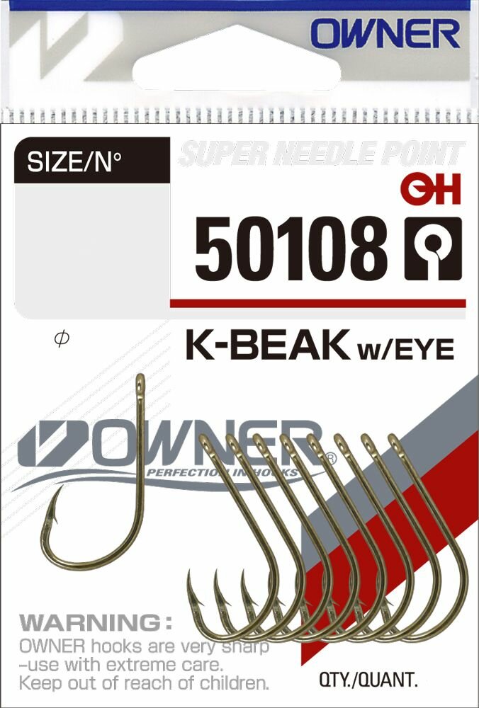 OWNER Крючок K-Beak w/eye gold №2 9шт