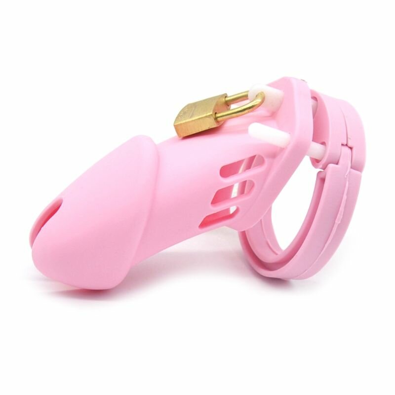 Мужской силиконовый замок целомудрия CB6000 chastity device long A235 розовый