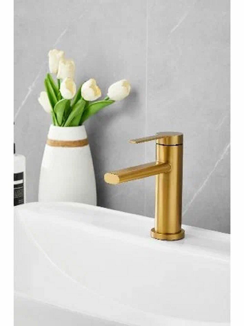 Смеситель для раковины Belz B10813-5, встраиваемый, нержавеющая сталь, сенсорный, золотистый