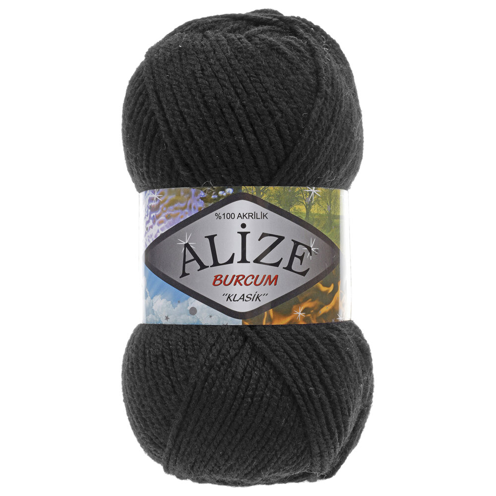 Пряжа для вязания Alize Burcum klasik 60 черный 100 гр/210 м 100% акрил