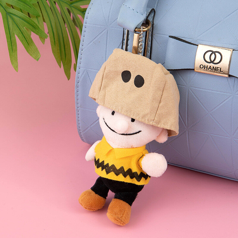 Ключница на ремень плюшевый кукла в виде подвески с лицом Чарли Брауна Снупи, маскированное лицо, детский игрушка, подарок, размер 10 см, мультяшная