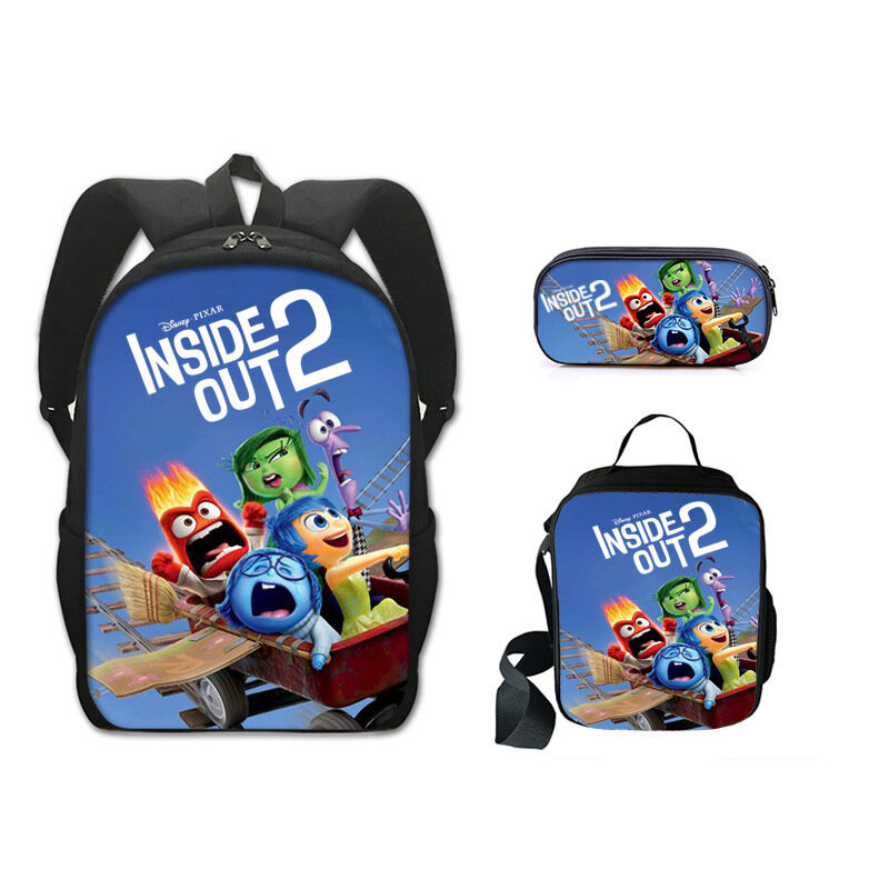 Cross-Border Inside Out 2 Фильм Набор из трех предметов Рюкзак Мешок для еды Сумка для ручек Чехол для рюкзака с принтом Новый стиль