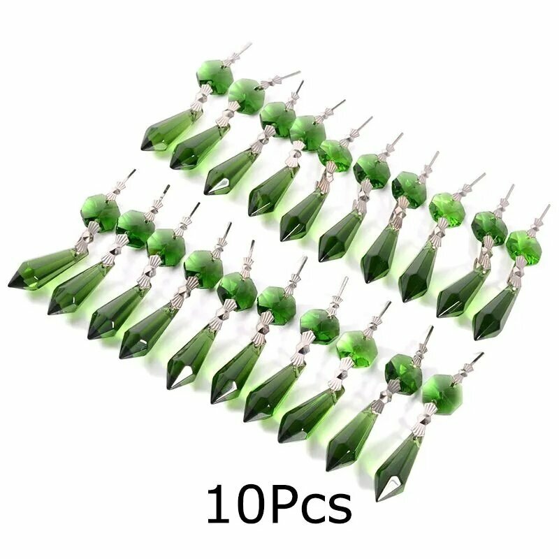 Подвеска из прозрачных бусин восьмиугольной формы для люстры, Подвесное украшение для свадьбы и дома,37 мм, 10 штук