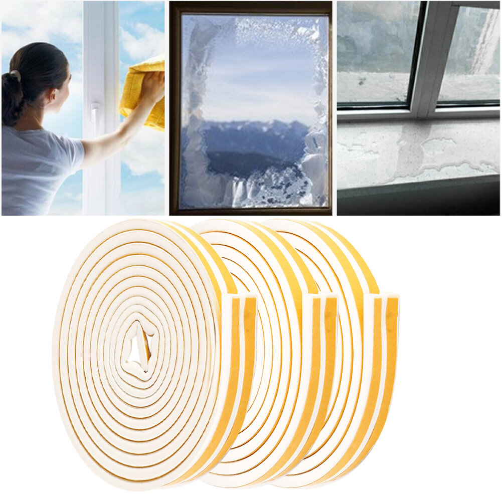3Pcs Плотная лента для окон и дверей Soundproof самоклеящаяся герметизирующая лента White 9x6mm длина 5m материал EPDM с высокой температурной стойкостью износостойкостью коррозионной стойкостью для декоративной герметизации пылезащиты звукоизоляции