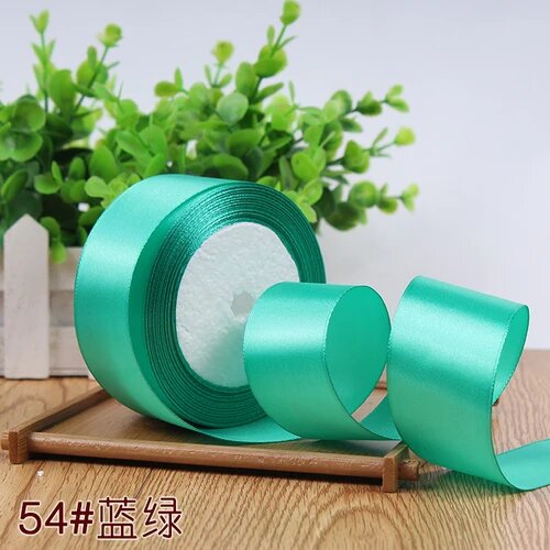 Ленты атласные зеленые Tiffany blue 25 ярдов
