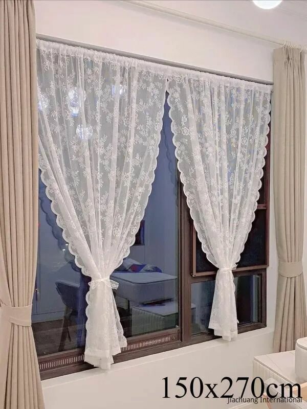 Полиэстер, корейские шторы, деревенский стиль, W140*H100 см, Без стержня，2pcs