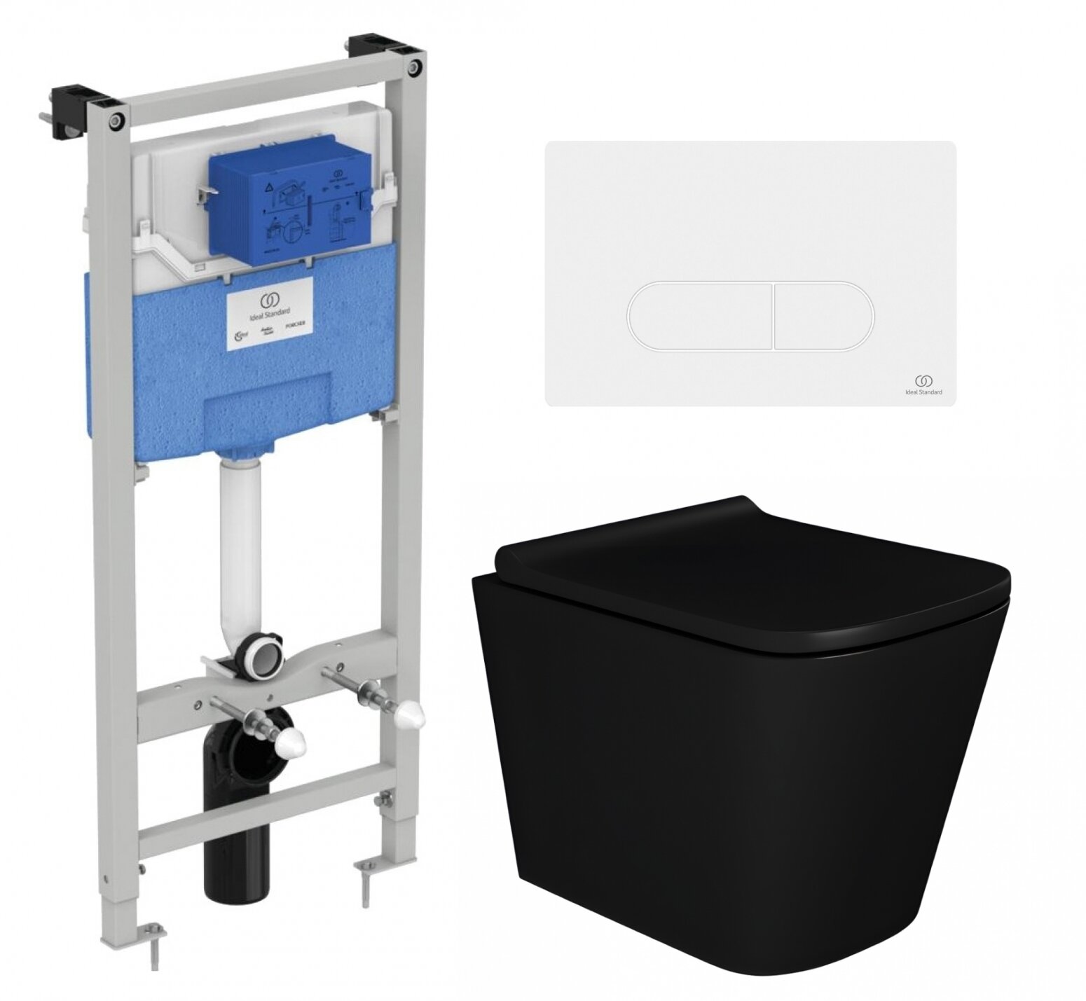 Комплект 3 в 1 инсталляция Ideal Standard + Унитаз подвесной Enio Binario BL EN4180225 + кнопка белая