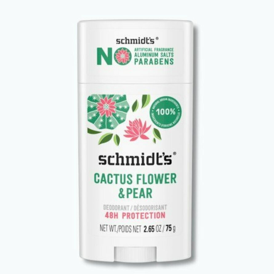 Schmidt's, Натуральный дезодорант без алюминия, 48 часов, Cactus Flower & Pear, цветы кактуса и груша, 75 г