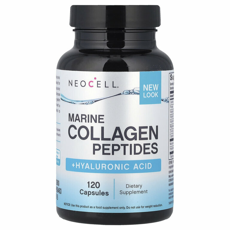 NeoCell, морской коллаген + гиалуроновая кислота, Marine Collagen, 120 капсул