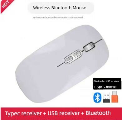 MacBook Apple Laptop Dedicated Bluetooth Wireless Mouse Pro Silent Air Charging Typec Interface White/New Dual-Mode