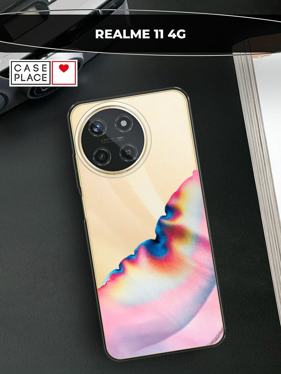 Чехол на Realme 11 4G / Реалми 11 4G с принтом Розовая акварель, прозрачный