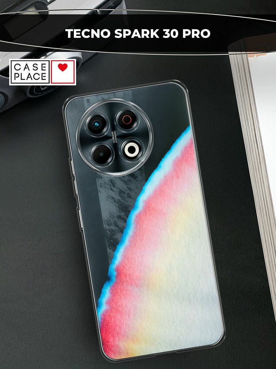 Чехол на Tecno Spark 30 Pro / Текно Спарк 30 Про с принтом Слияние красок, прозрачный