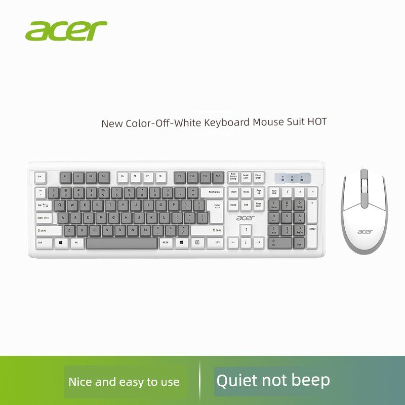 Бесшумный комплект клавиатуры и мыши Acer, проводной, с механическим ощущением, универсальный для настольных