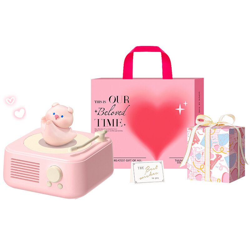 Колонка CHIELYUAL X17 винтажная настольная декоративная, pink bubbles theme, cherry blossom pink