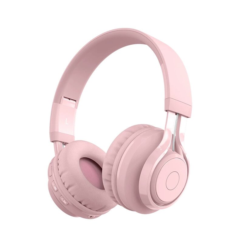 BT06C беспроводные наушники Bluetooth с подсветкой, проводные и беспроводные, пастельно-розовые для музыкальных фанатов