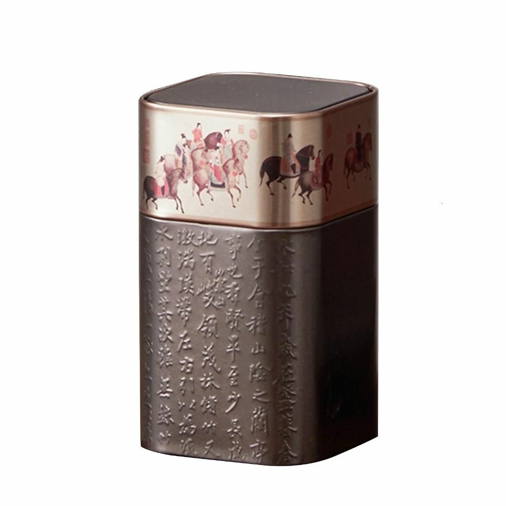 Портативная жестяная банка для чая, Черный - маленький