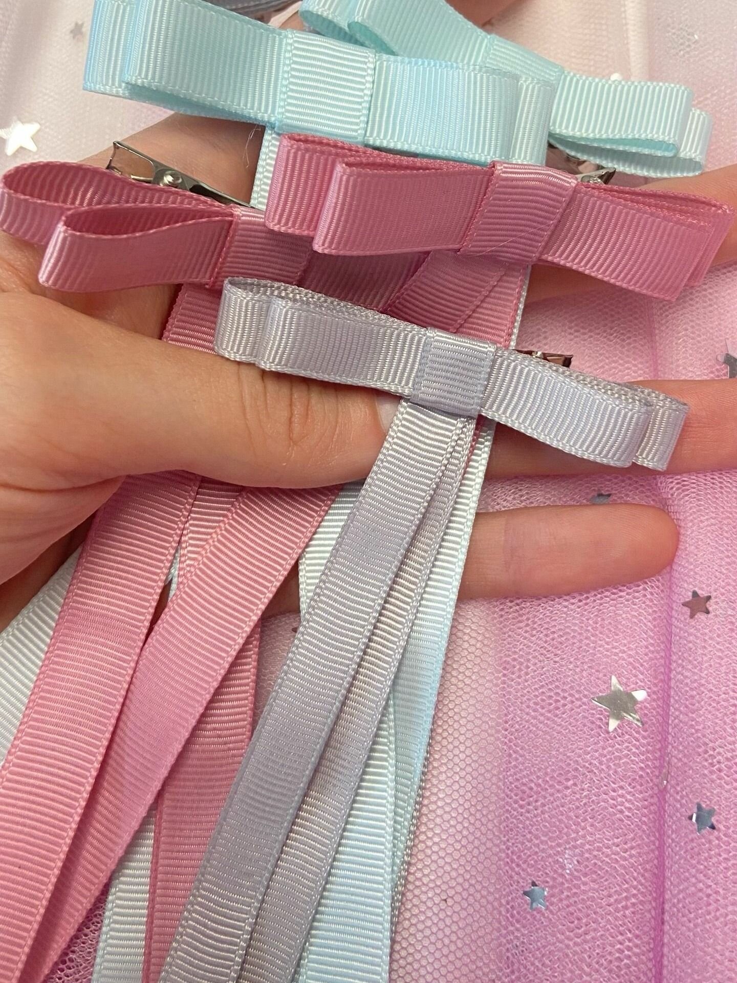 Бантики для волос для девочки Школьные заколки ручной работы